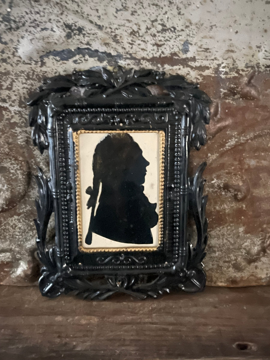 Antique Collectable Silhouette Portrait Cameo in Toleware Frame: C18th ...