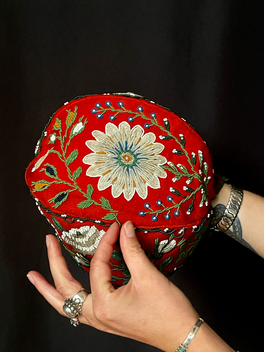 Antique Glengarry Cap of Bonnet with Beaded Thistle & Rose Motifs: C19 ...
