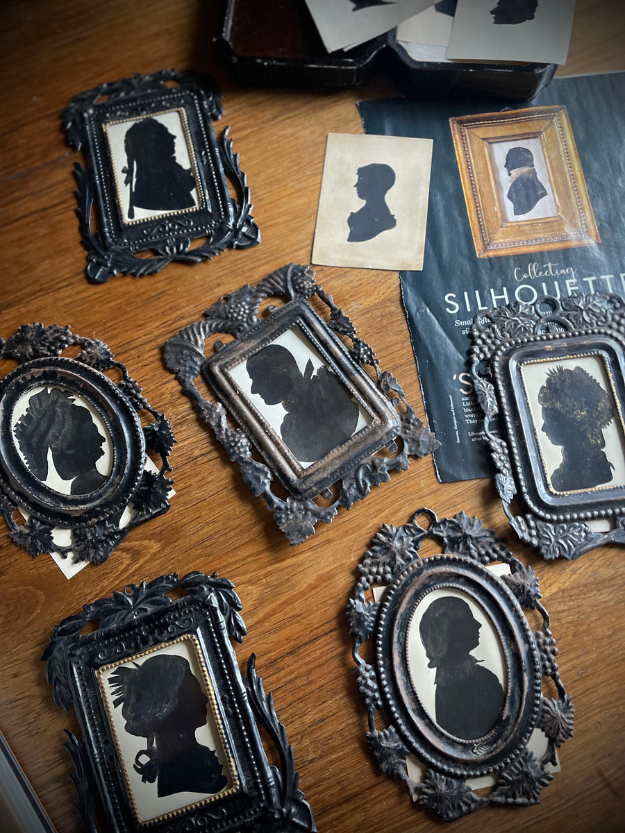 Antique Early Silhouette Portrait in Pretty Toleware Frame: C18th Brit ...