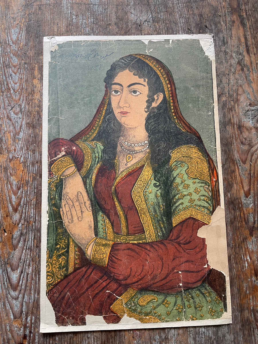 Pair Antique Lithograph Prints Emperor Shah Jahan & Mumtez Mahal: late ...