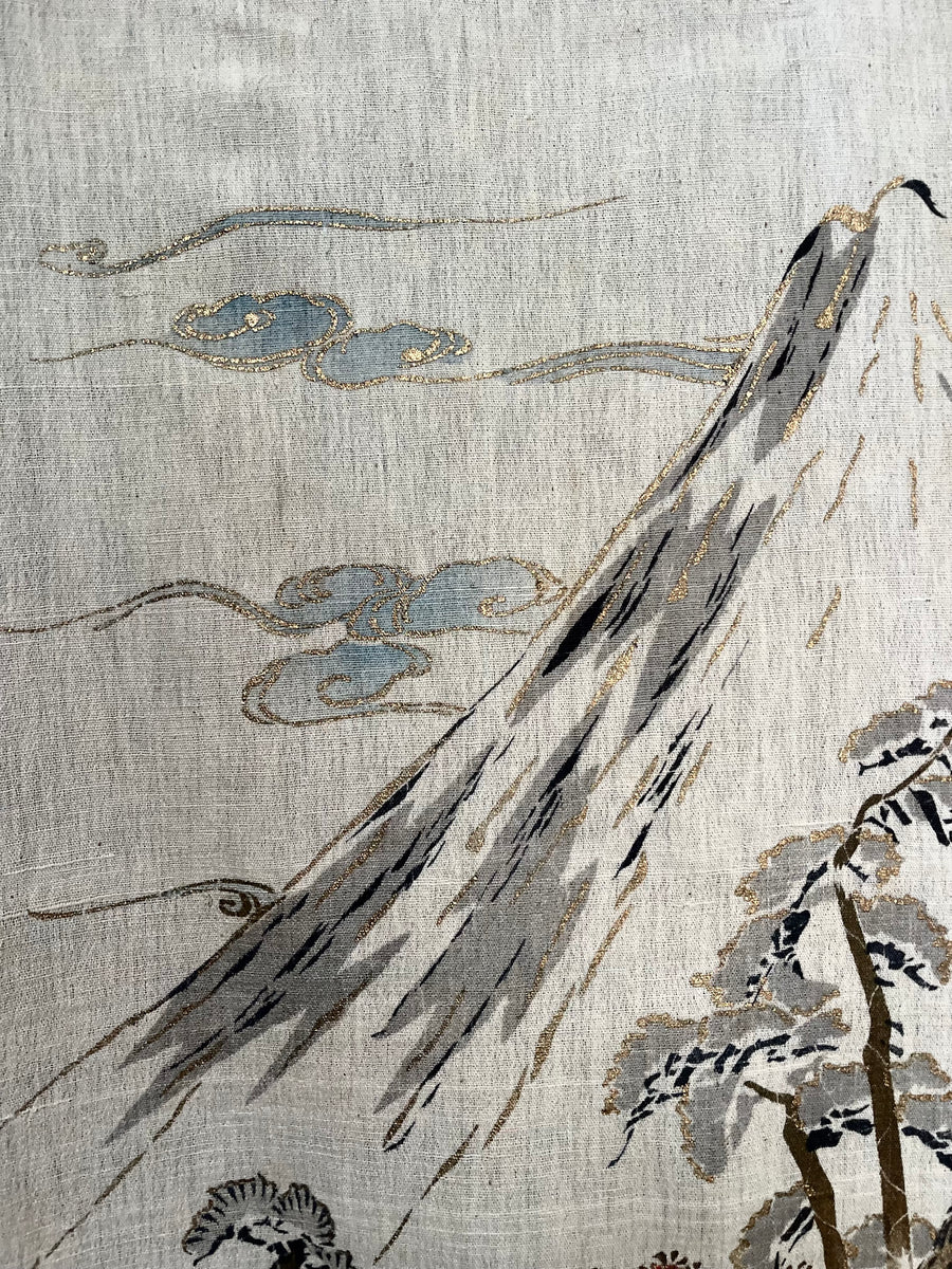 Traditional Block Printed Hand Painted Wallhanging with Mount Fuji: C1 ...