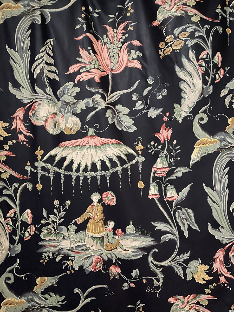 Antique Chinoiserie Chintz Figural Textile Panel: C1930 Europe – Hannah ...