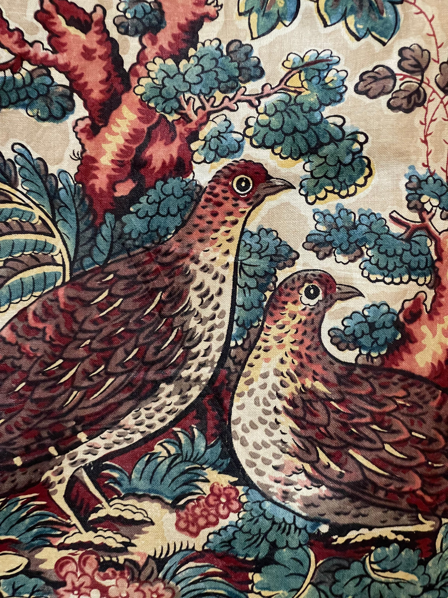 Antique Block Print Furnishing Chintz Partridge & May Tree : C19th Bri ...