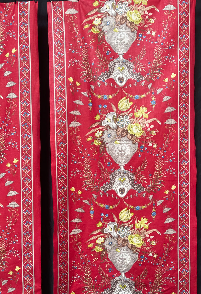 Pair Decorative Chinoiserie Panels with Urns and Florals: C20th Europe ...