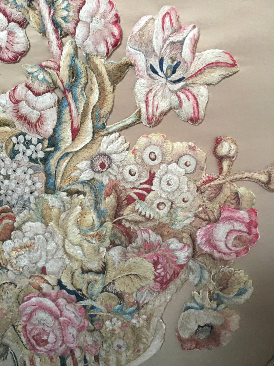 Oval Framed Georgian Stumpwork Embroidery English, second half C18th ...