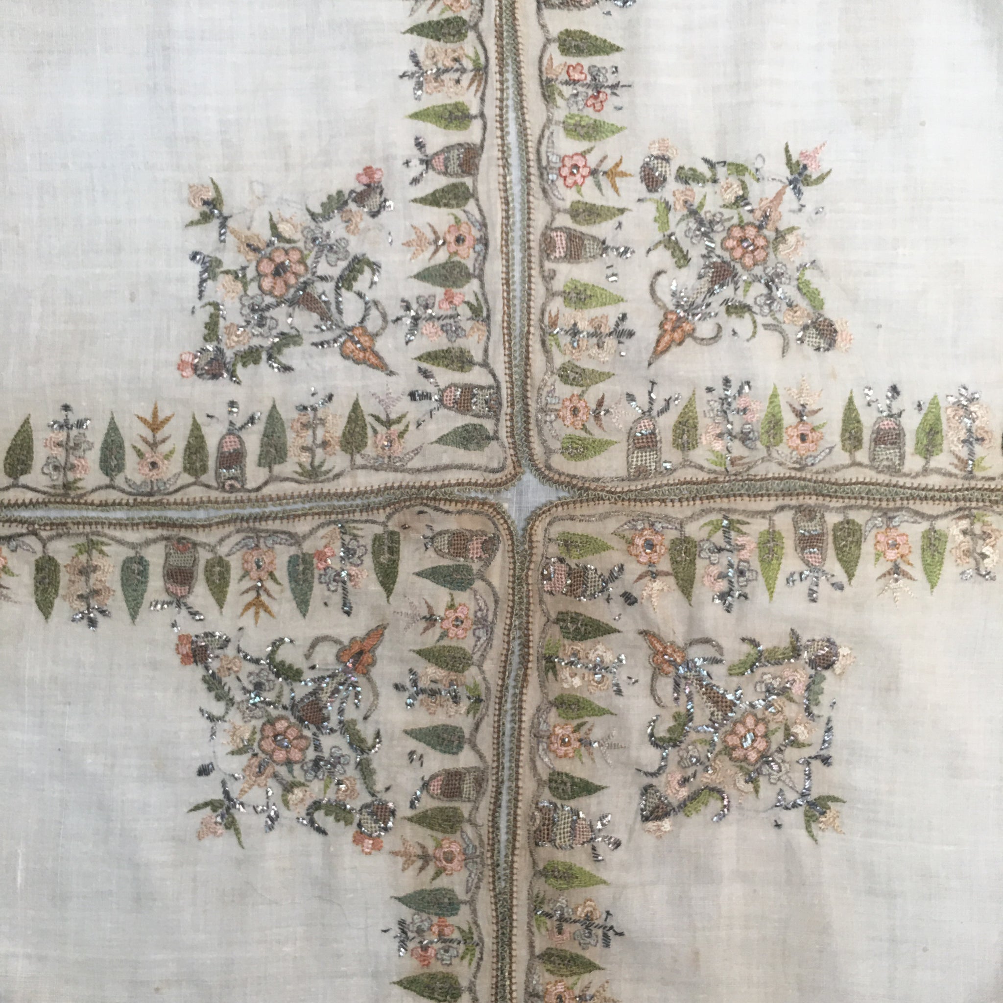 Ottoman traditional silk embroidered kerchief or shawl: Turkey C19th ...
