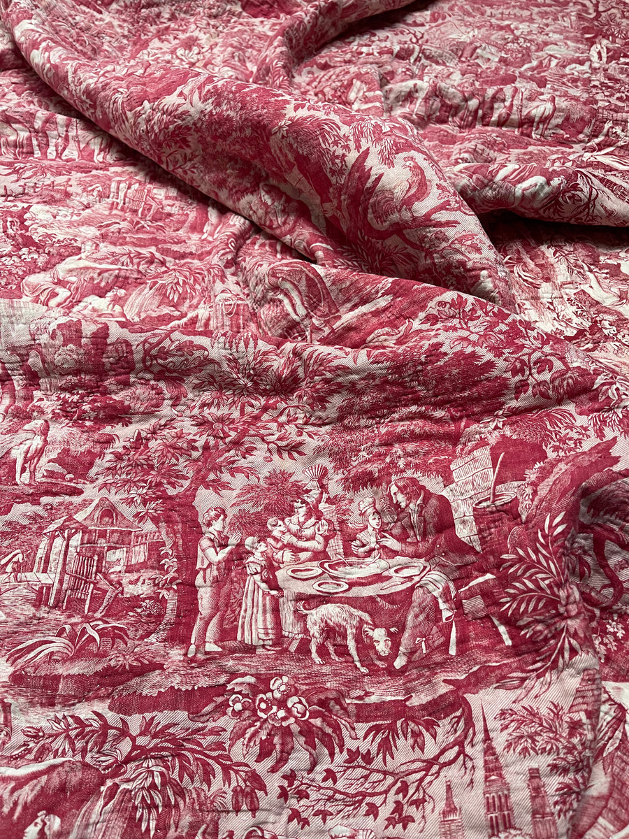Antique Fine Red and White Toile de Jouey Quilt: C19th France – Hannah ...
