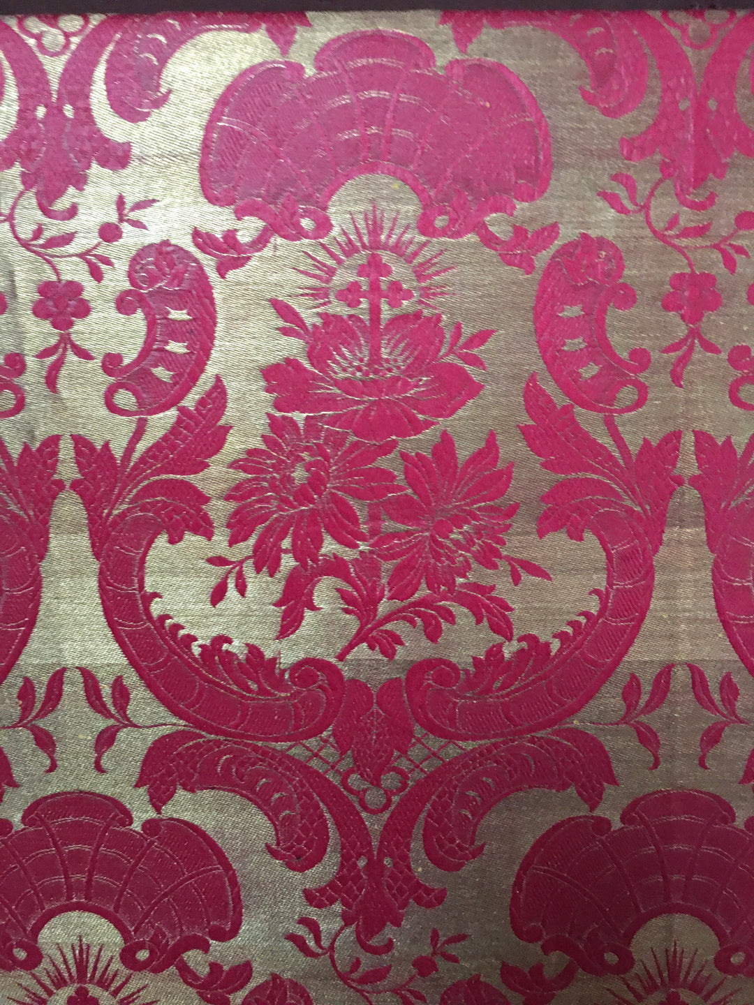 Fine Red and Gold Silk Brocade panel: C19th Europe – Hannah Whyman